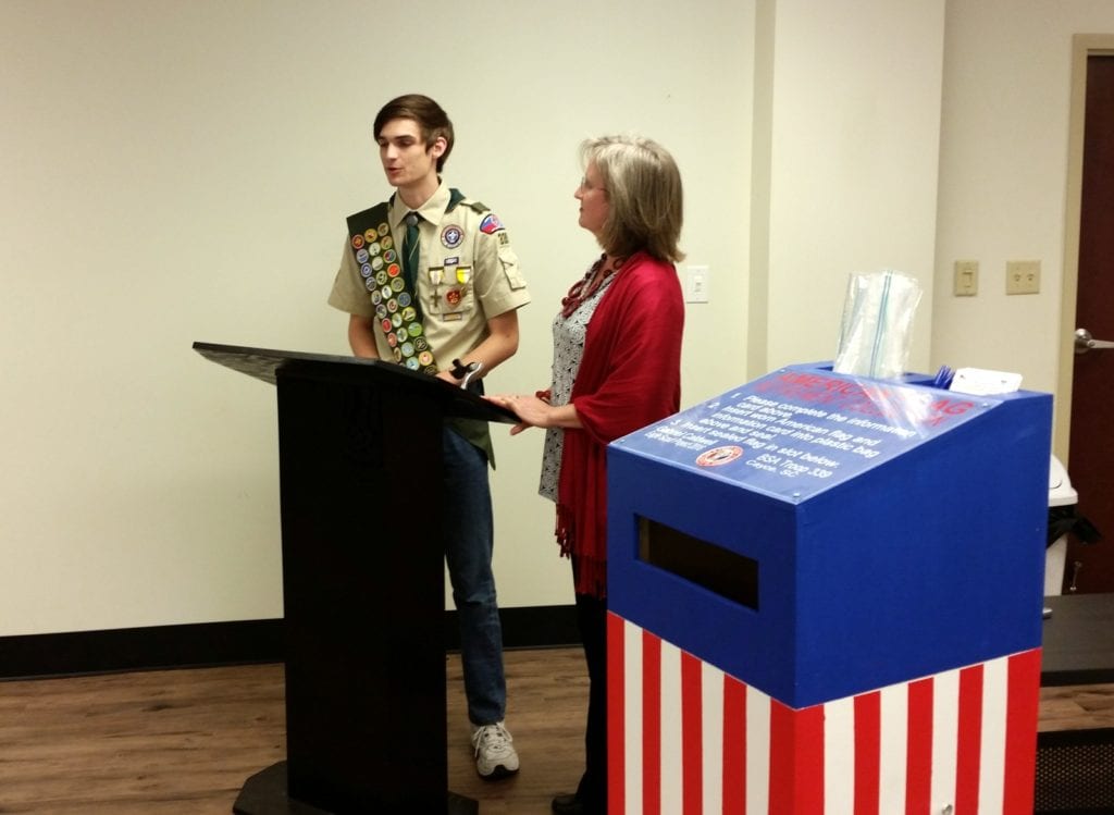 Eagle Scout Gabe Caldwell presents US Flag retirement box - WestMetroNews