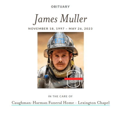 Obituary for fallen firefighter James “J” Muller - WestMetroNews