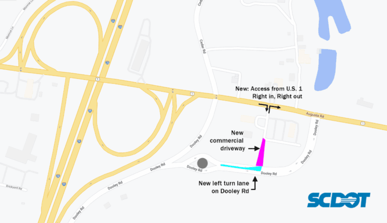 SCDOT announces traffic pattern change at Dooley Road and U.S. 1, near ...