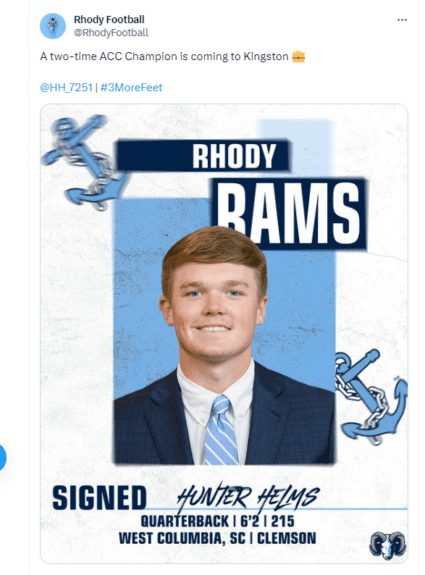 Former Gray Collegiate and Clemson quarterback Hunter Helms has found ...